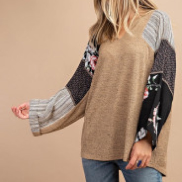 Tops | New Boutique Beige Mixed Print Top | Poshmark